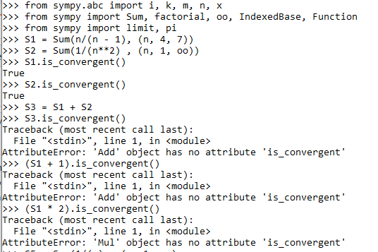 Implementation : Sympy should be supporting these basic Summation (Convergence /Divergence ...