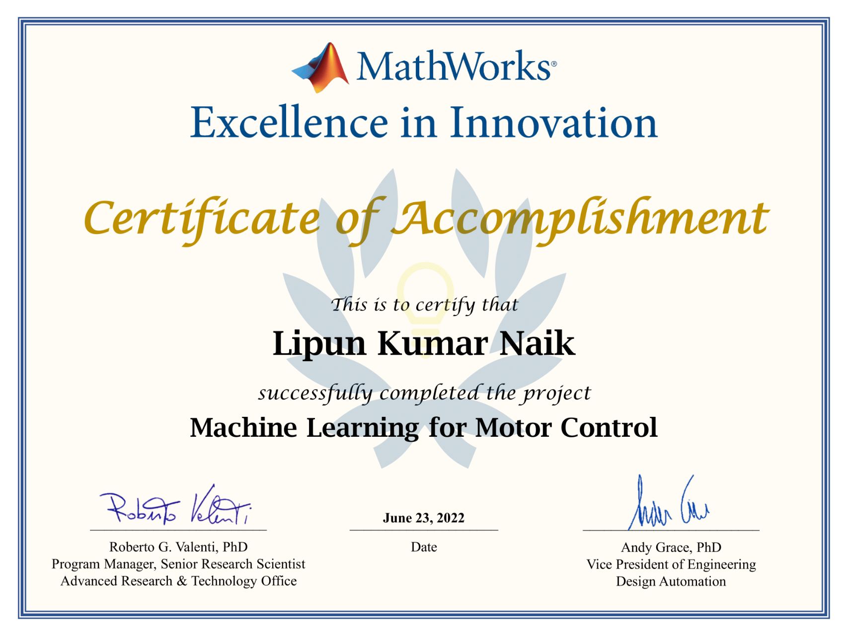 Machine Learning For Motor Control Project 218 · Mathworks Matlab Simulink Challenge Project