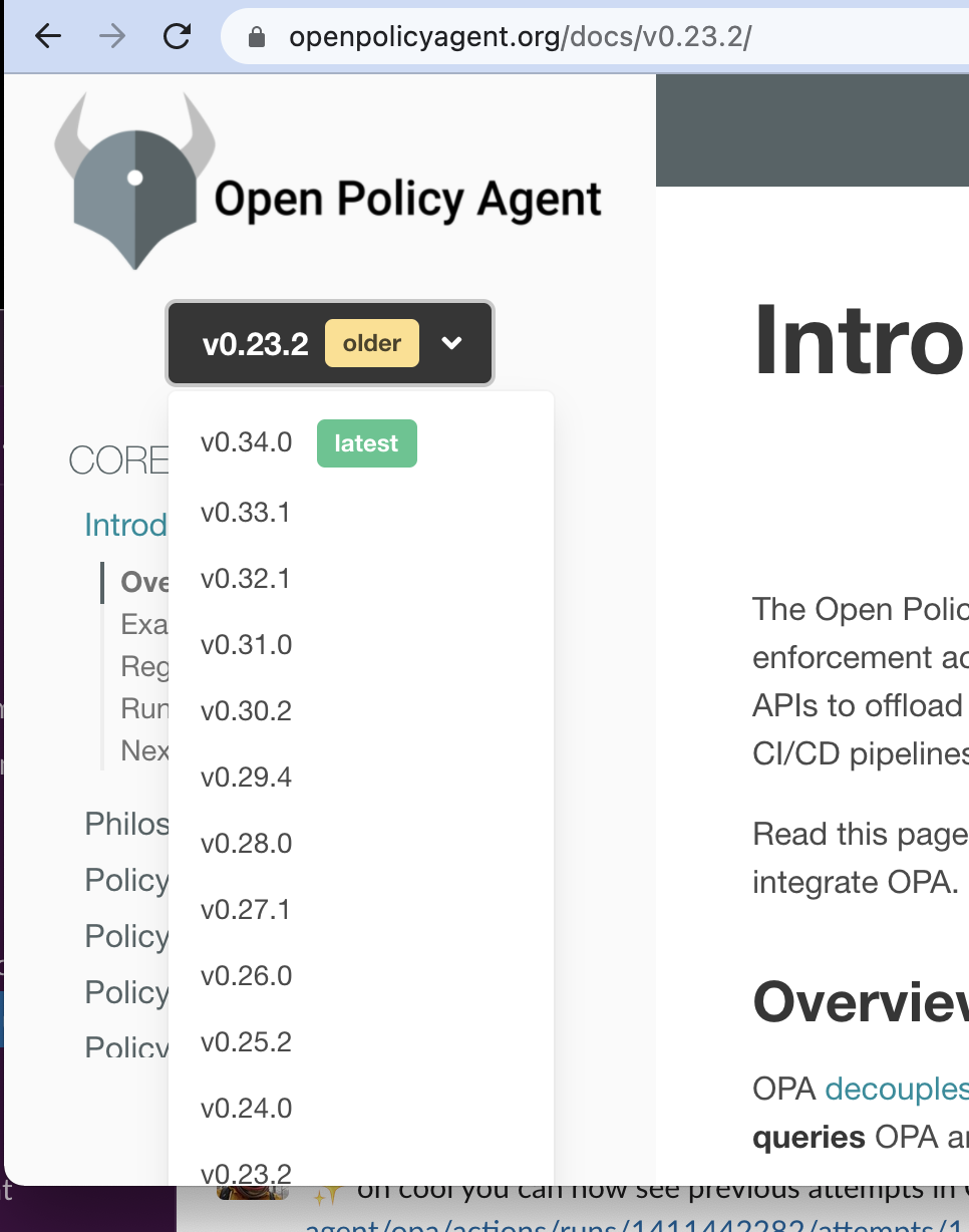 website: when version picker exceeds screenful, it's impossible to select "lower" versions ...