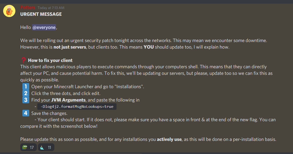 QUESTION: Is the new vurnability of minecraft fixed for console client ...