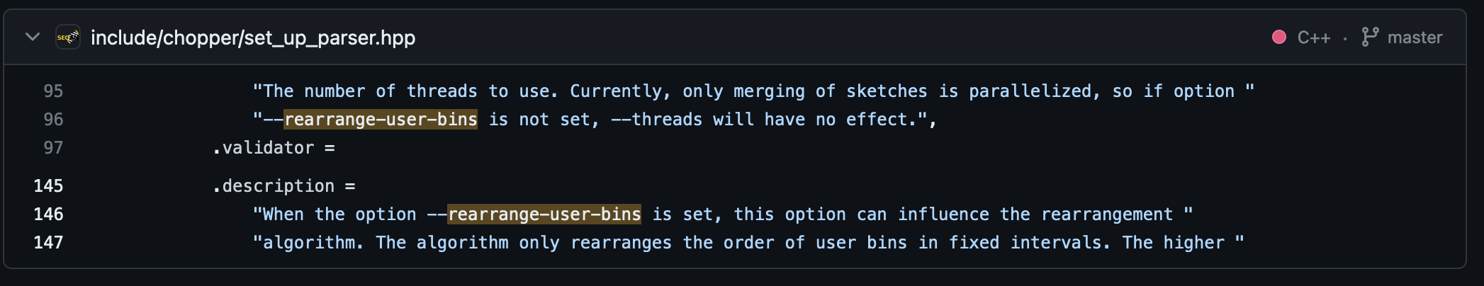 [DOC] Remove mentions of --rearrange-user-bins · Issue #175 · seqan/chopper · GitHub