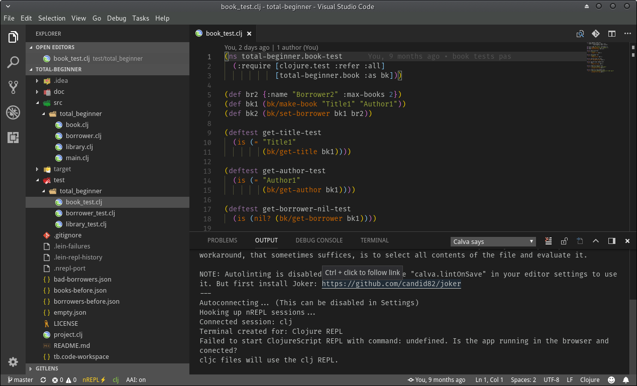 VS Code doesn't connect to nREPL - Part 2 · Issue #40 · BetterThanTomorrow/calva · GitHub
