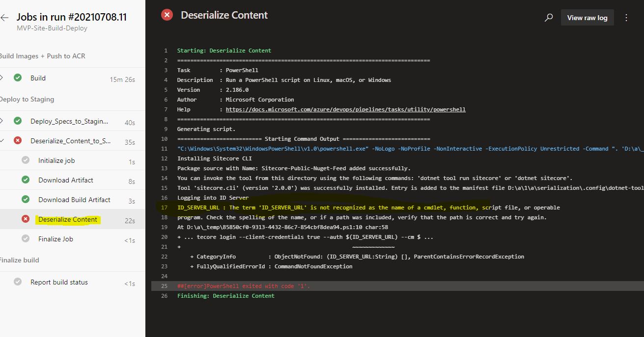 Unable to run the Azure DevOps pipeline: "An image does not exist locally with the tag" while ...