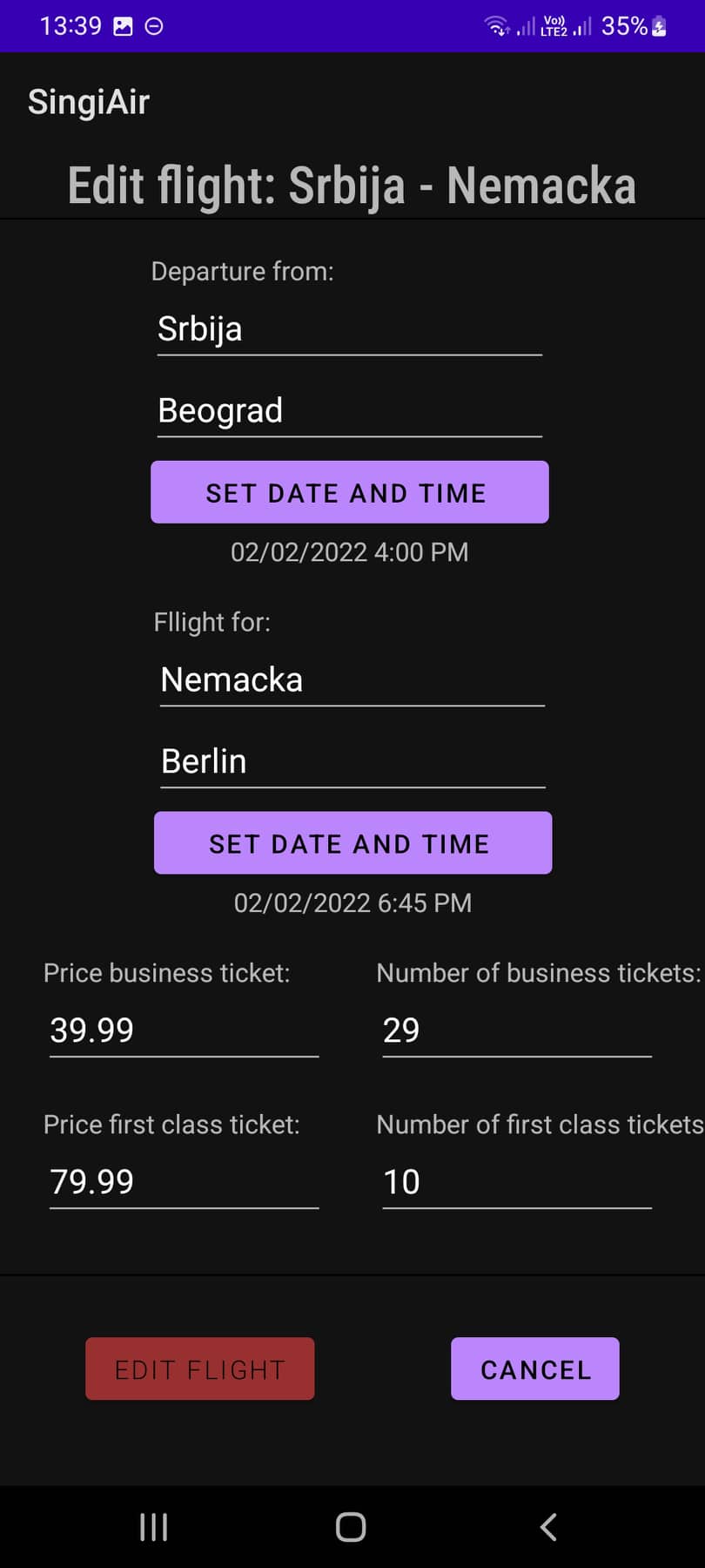 GitHub - brankomilovanovic/Airline-ticket-reservation: Android application for booking airline ...