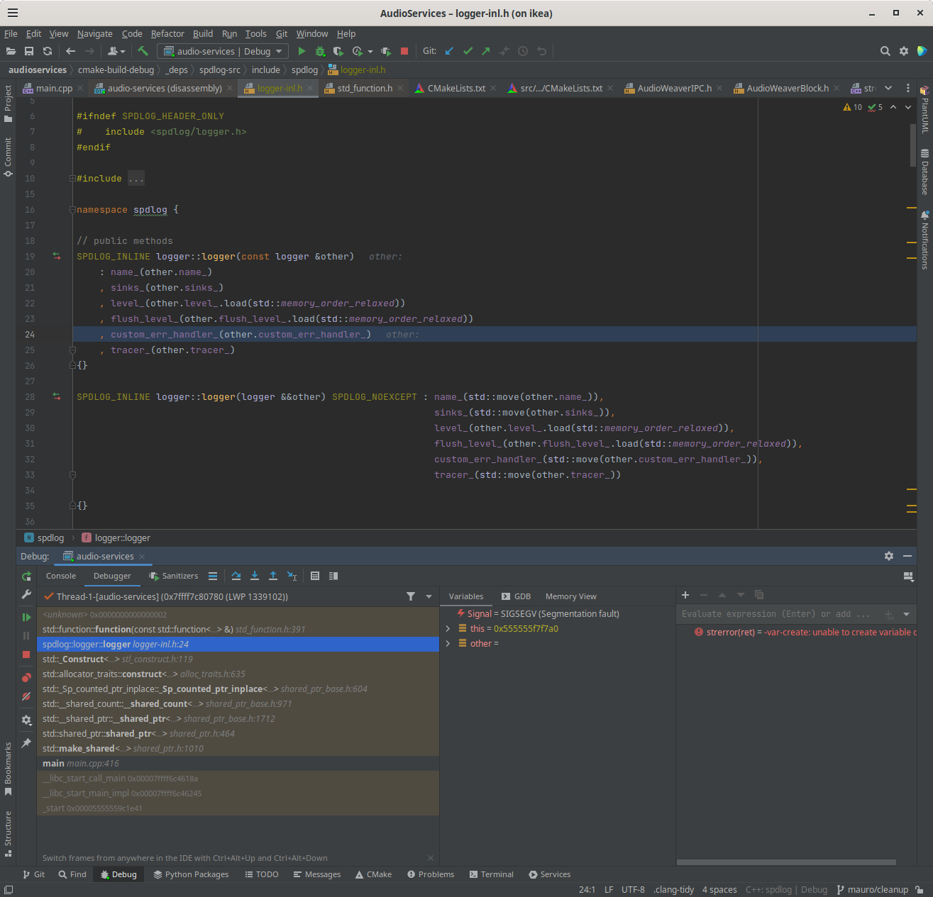 spdlog SEFAULT · Issue #2628 · gabime/spdlog · GitHub