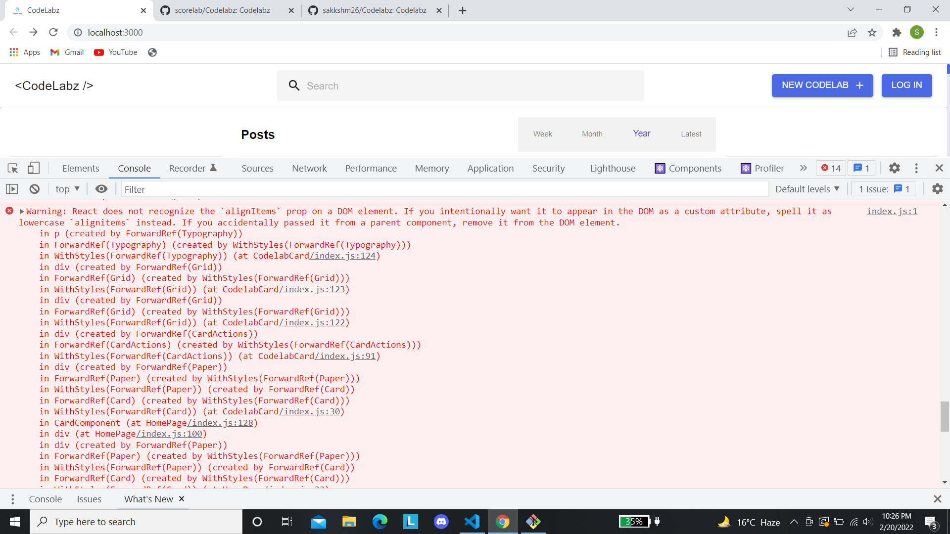 alignItems and maxWidth error in console · Issue #226 · scorelab/Codelabz · GitHub