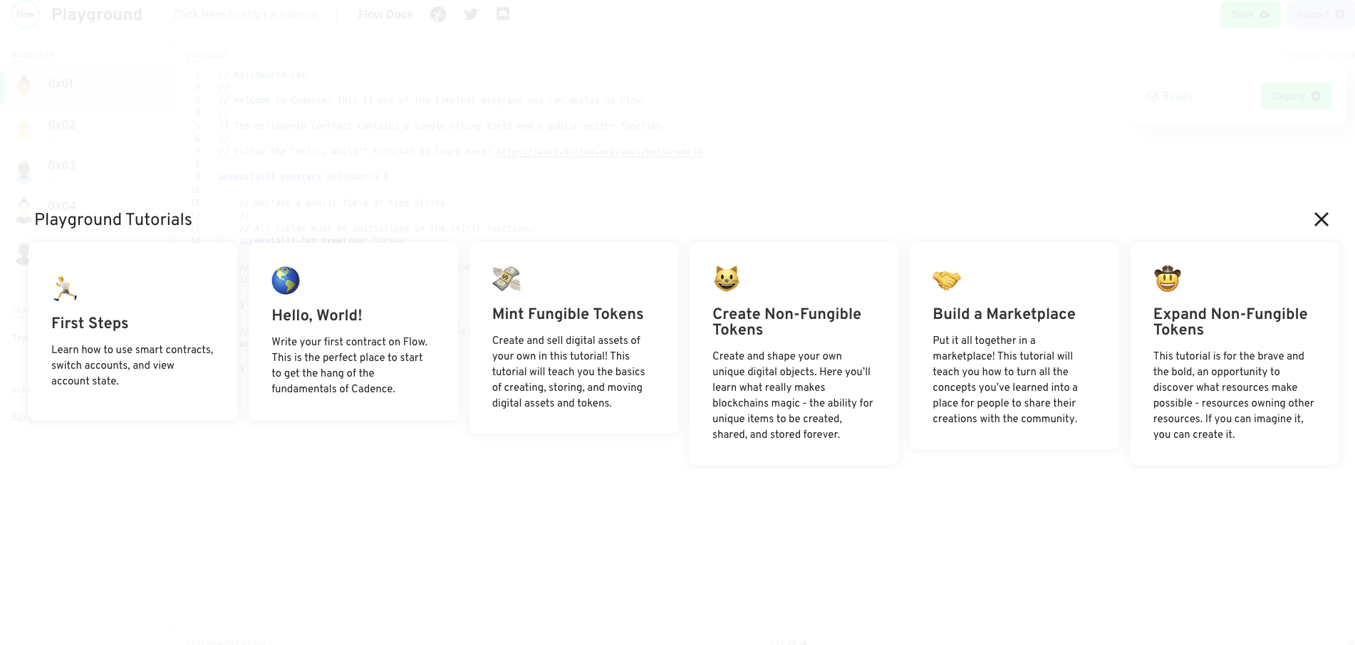 Playground tutorials modal doesn't show all examples. · Issue #152 · onflow/flow-playground · GitHub