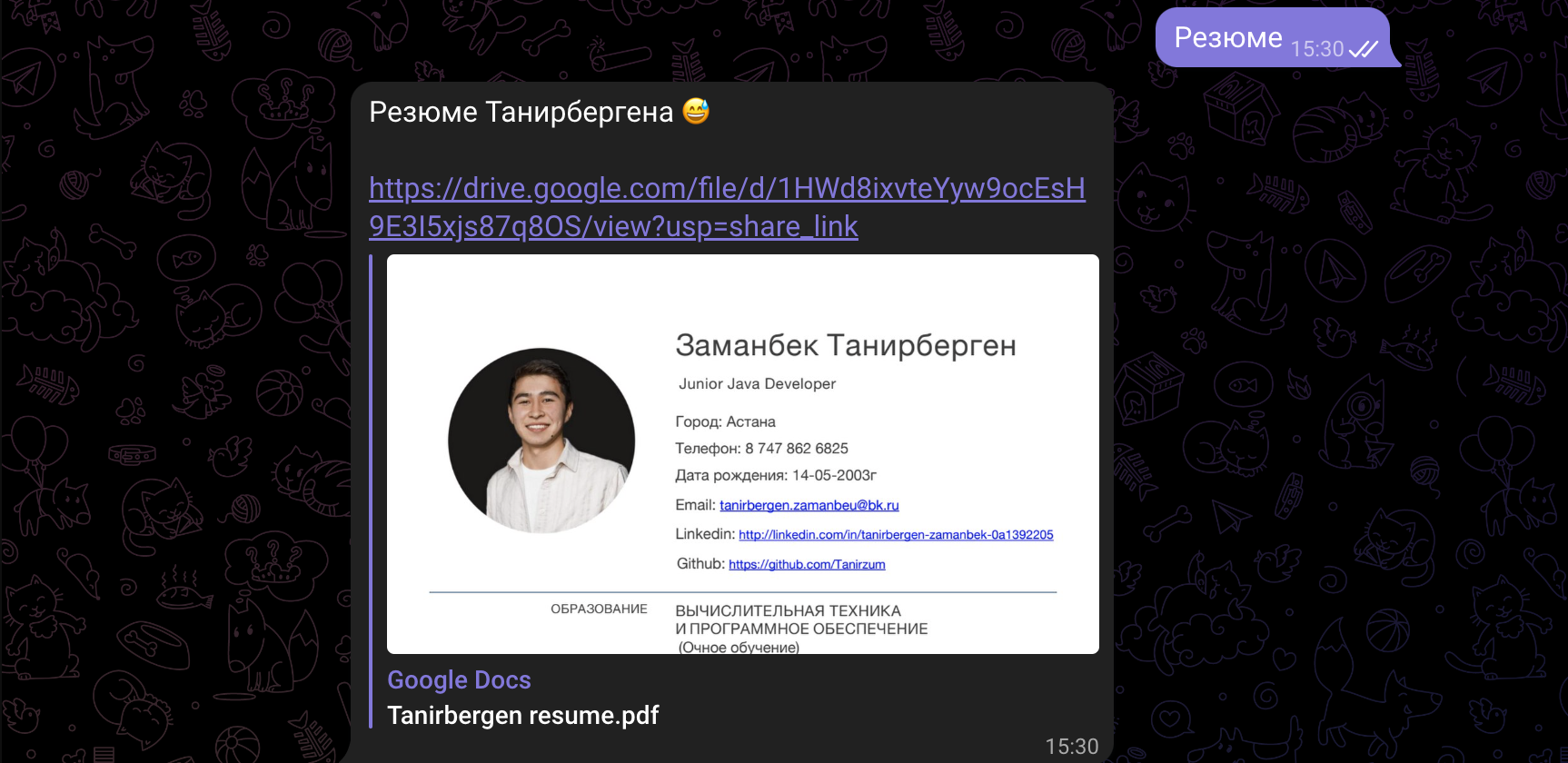 GitHub - Tanirzum/TelegramBot