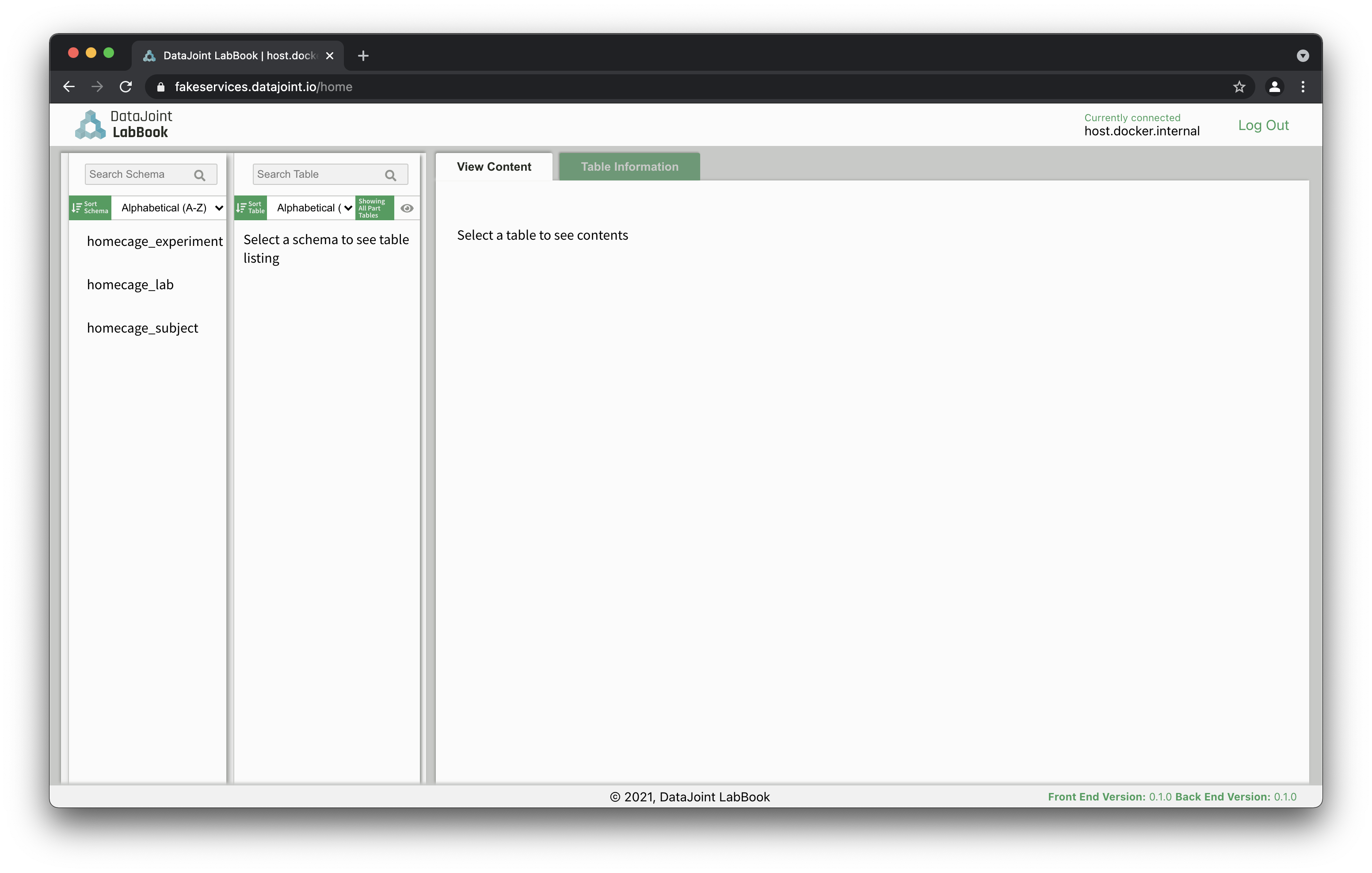Reset `view Content` Tab When Navigating Between Schemas · Issue 149 · Datajointdatajoint