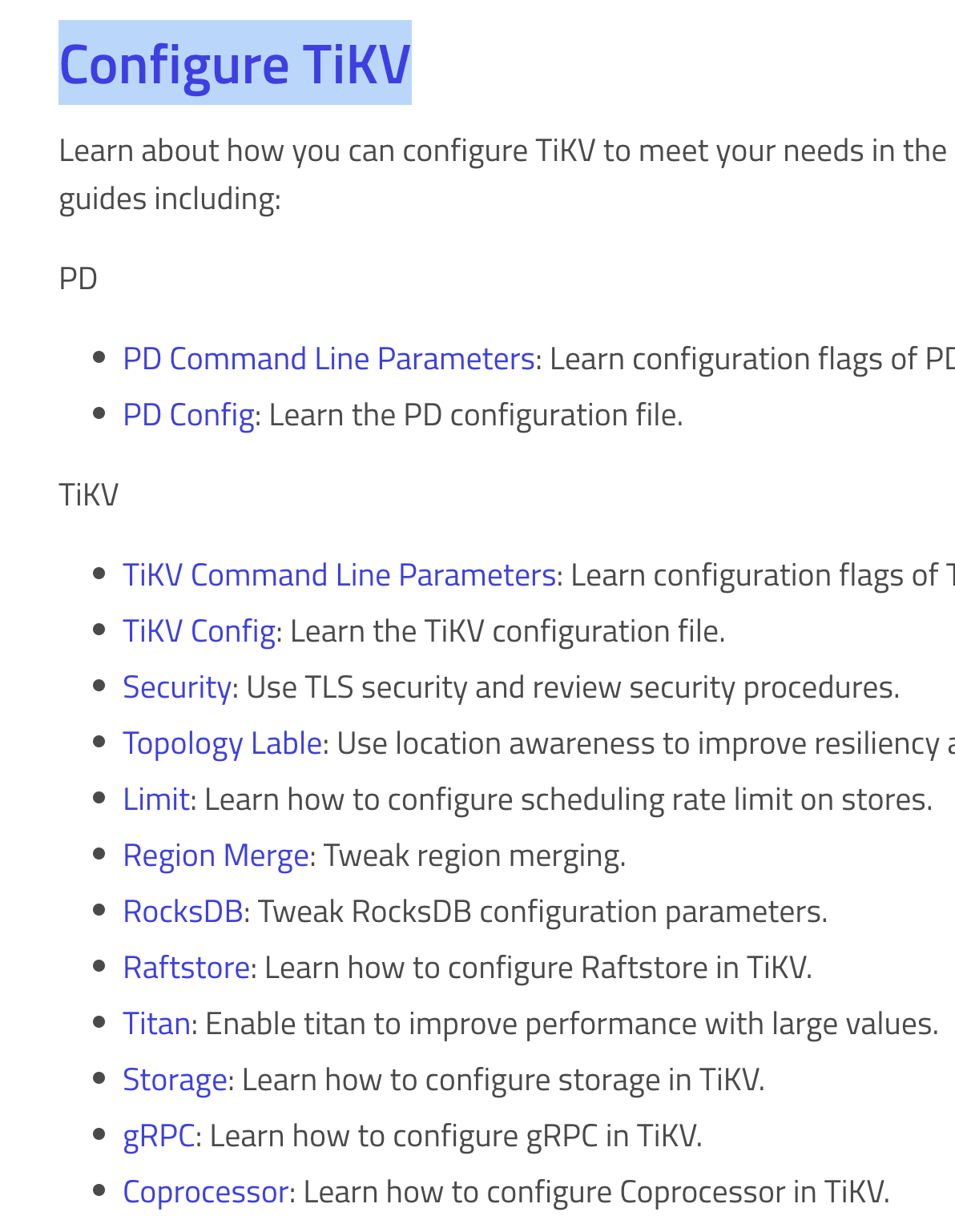 Broken url links on official site for v6.1 · Issue #13252 · tikv/tikv · GitHub