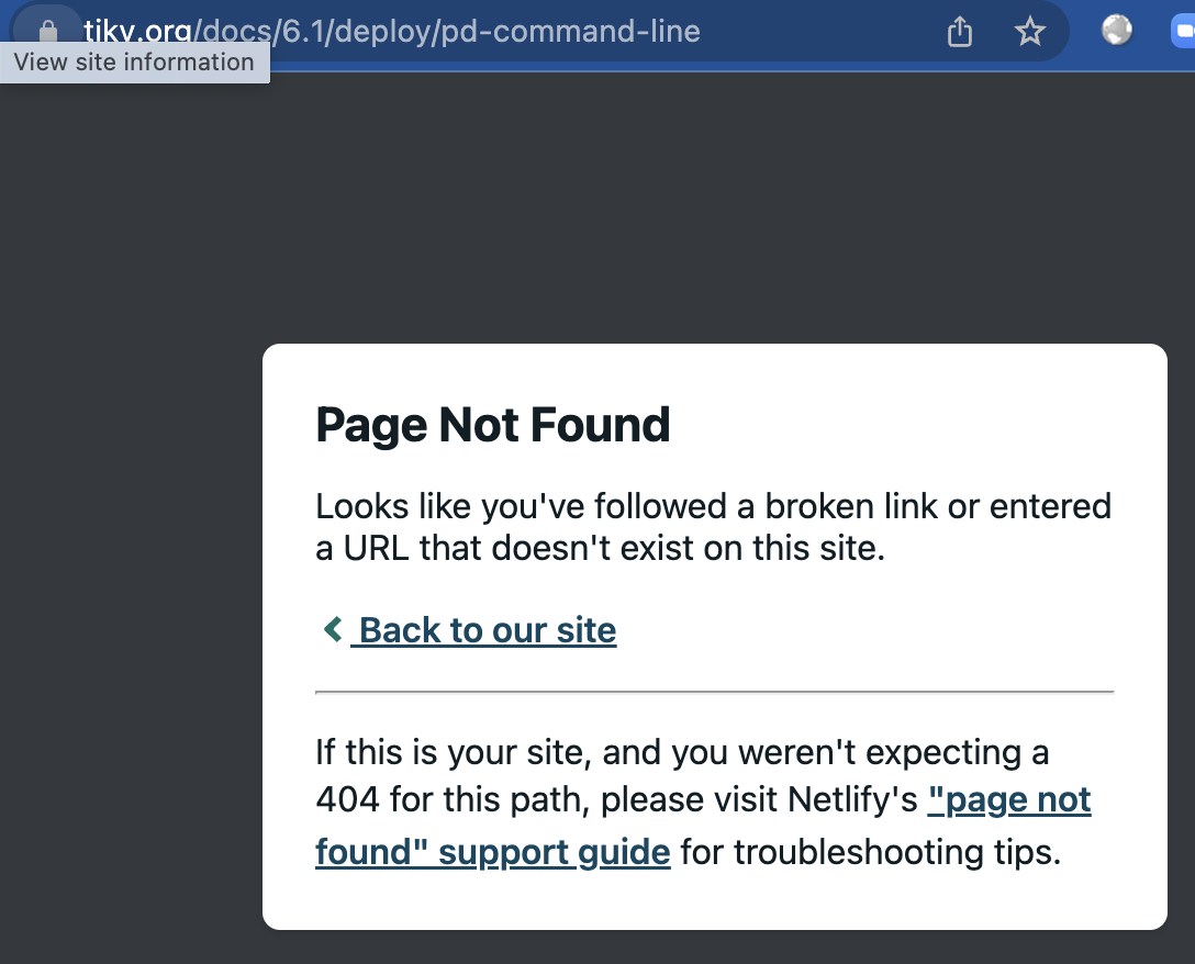 Broken url links on official site for v6.1 · Issue #13252 · tikv/tikv · GitHub