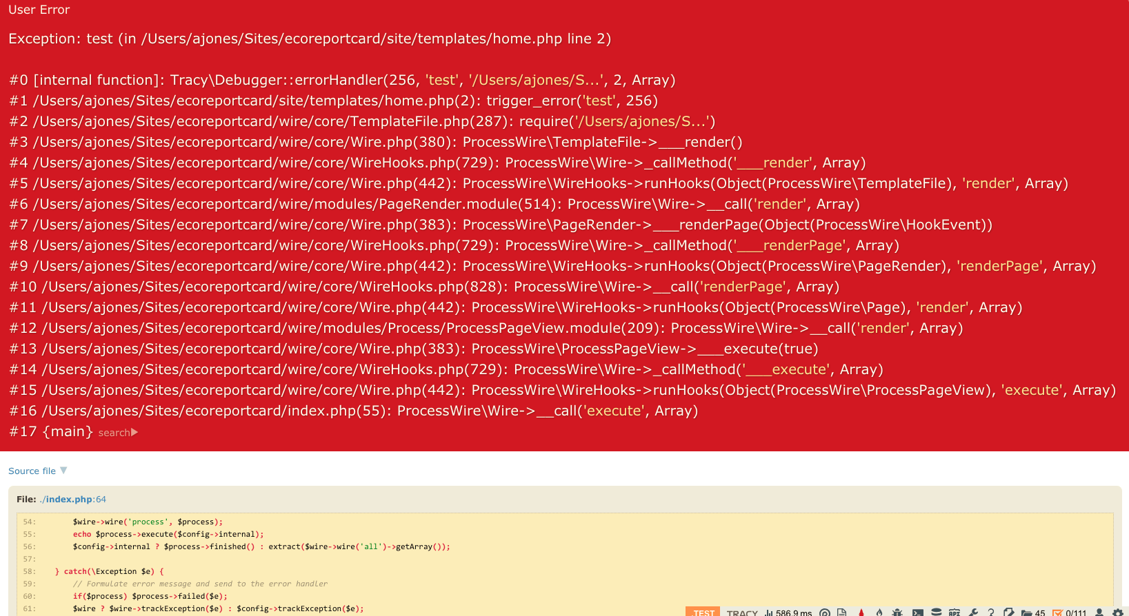 Stacktrace Converted To String Breaks Tracy Functionality · Issue 829 · Processwire