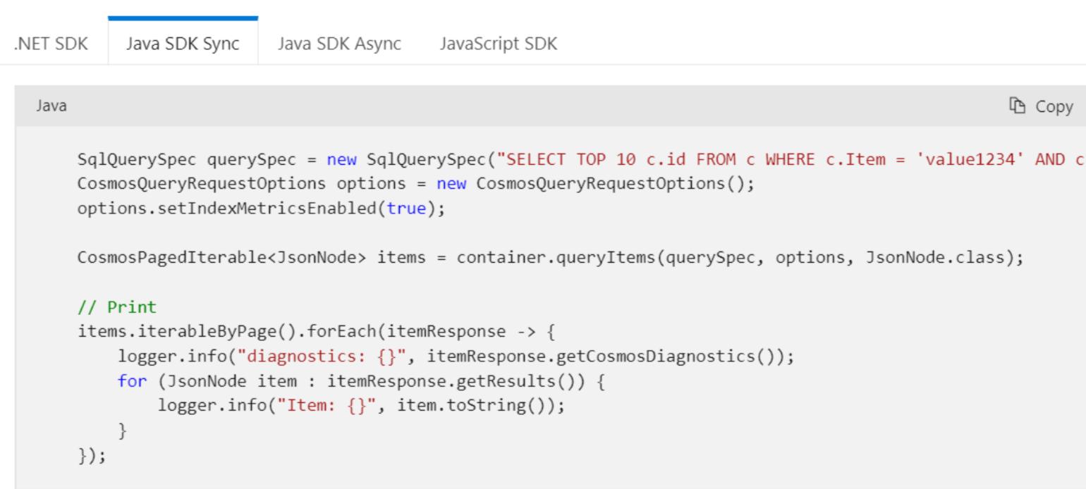Bug Index Metrics Does Not Work Starting From Cosmos Db Java Sdk Version 4490 · Issue 37426