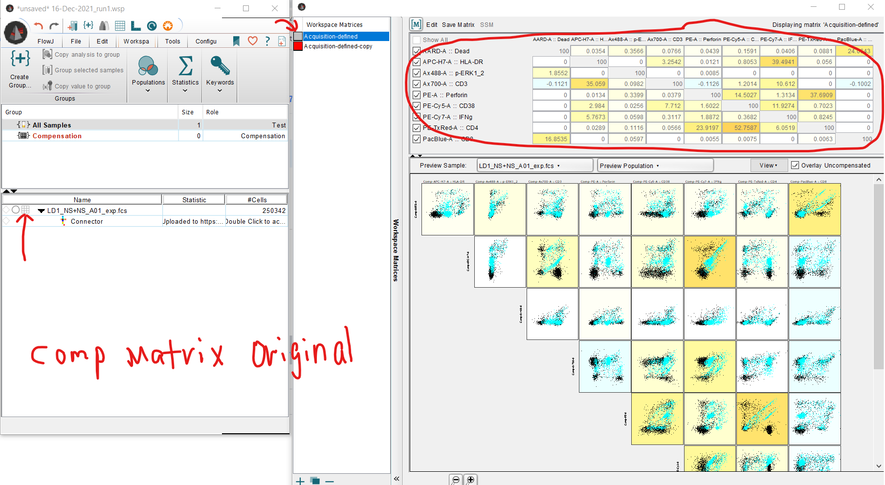 compensation matrix modified but uploaded data values didn't change ...