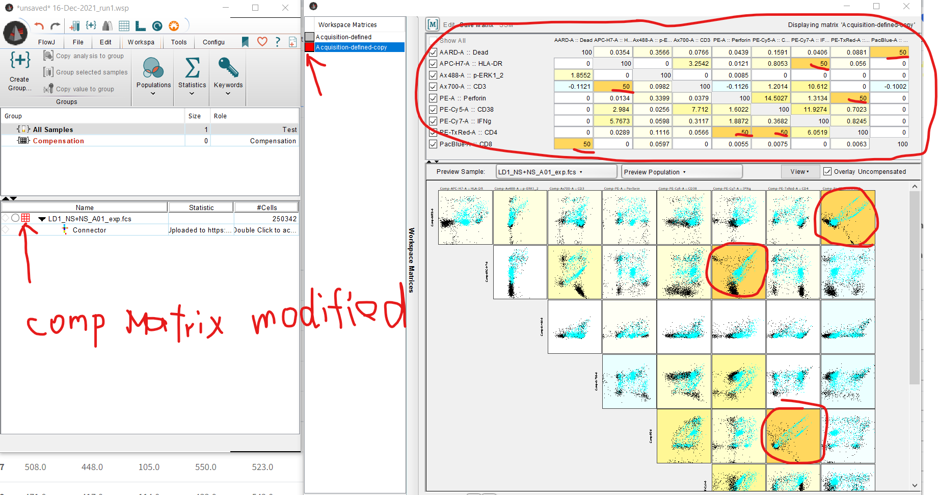 compensation matrix modified but uploaded data values didn't change ...