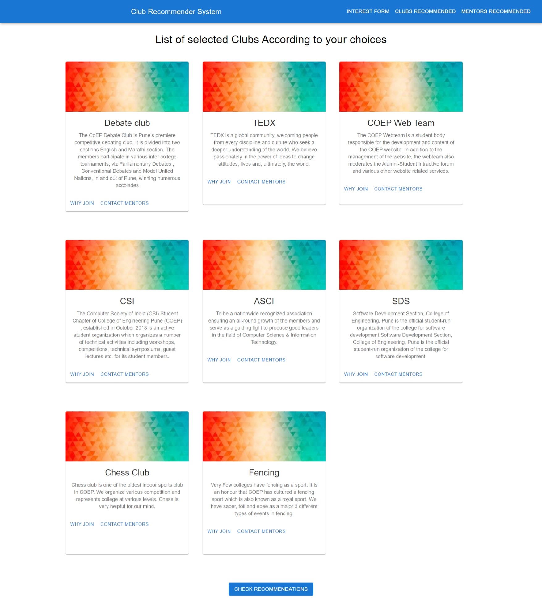 GitHub - ppatil002/Club_Recommendation_System: A system built for ...