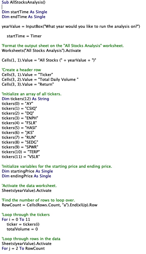 GitHub - DylanSteinhauer/VBA-Stock-Analysis: Use VBA to analyze green energy stocks and find ...