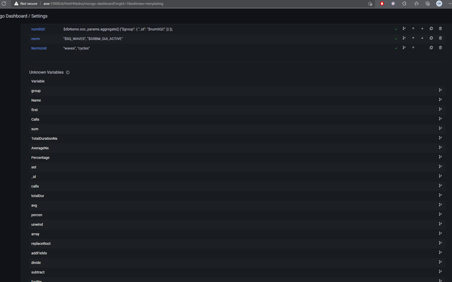 Grafana 8.2.3: MongoDB operators mistaken for Unknown Variables · Issue #41619 · grafana/grafana ...
