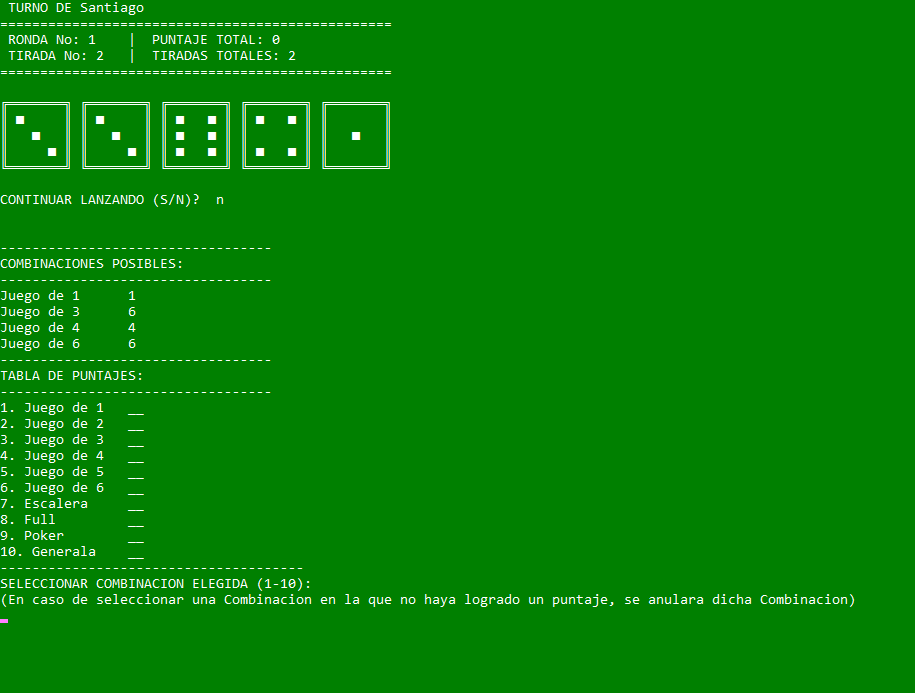 GitHub - santiagomonzalvo/Yahtzee-Generala: Yahtzee, a program developed in C++, applying ...