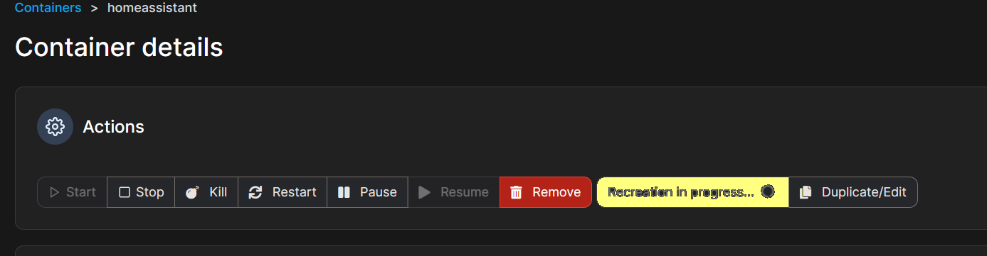 Recreation in progress boton · Issue #8686 · portainer/portainer · GitHub