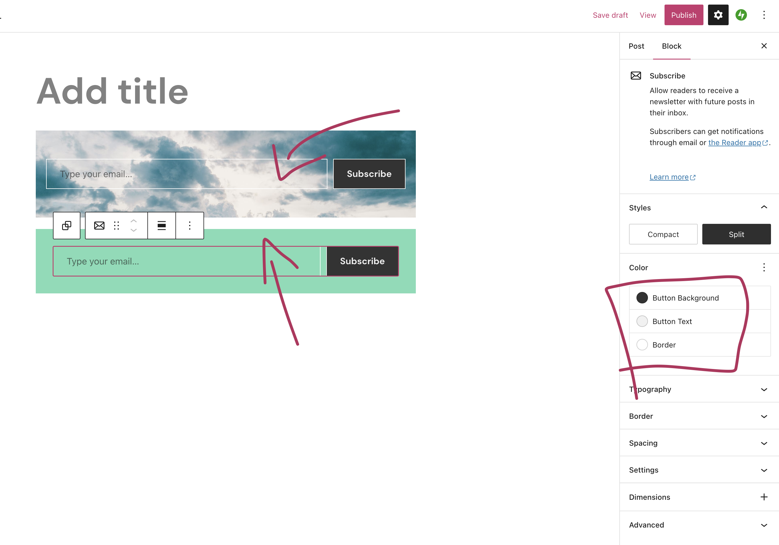 Feature Request: allow changing input background color for Subscribe block · Issue #26379 ...