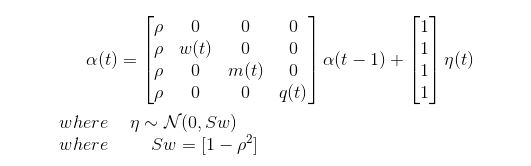 How to enter timeseries in transition matrix in custom statespace model ...