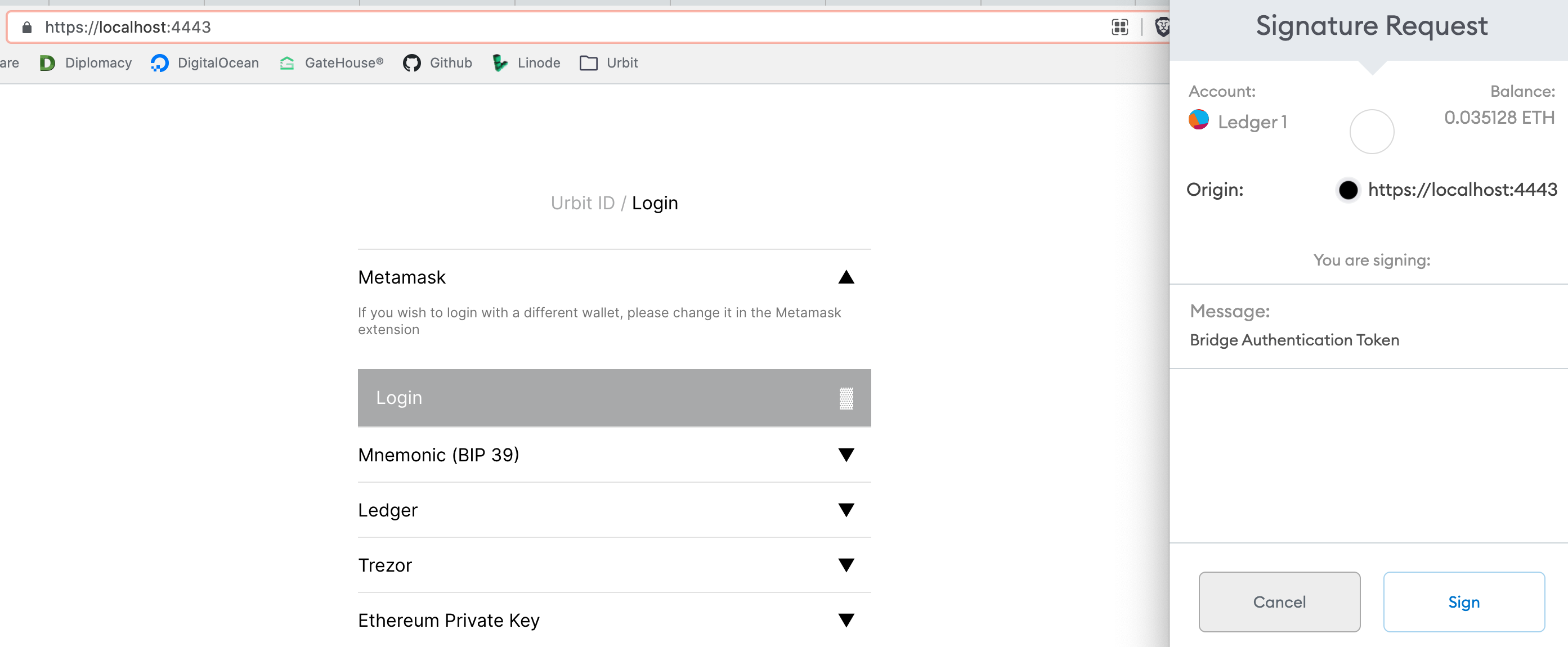Can't log in with Ledger · Issue #606 · urbit/bridge · GitHub