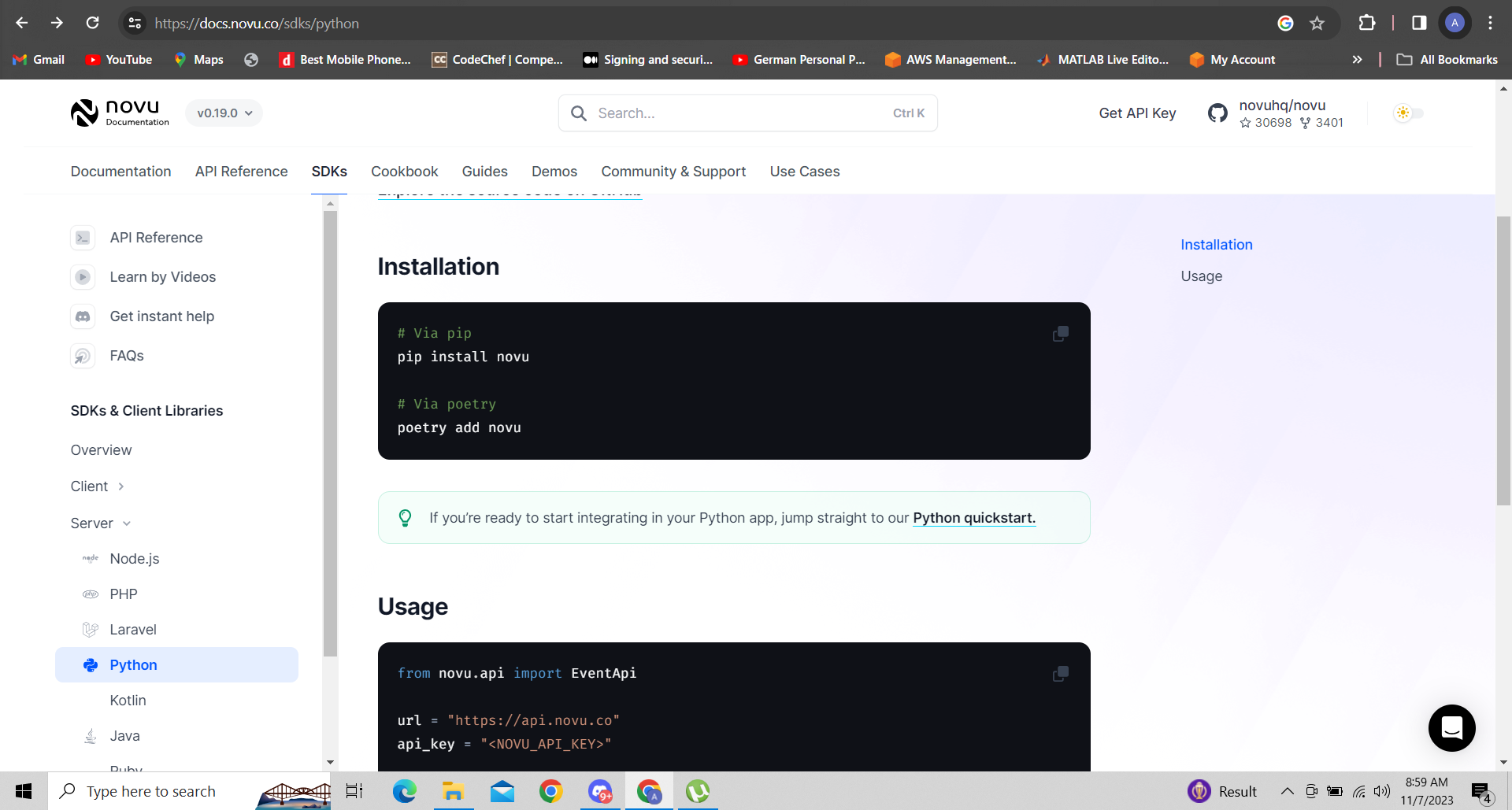 Broken Link For Quickstart For Python In Python Sdk · Issue 335 9833