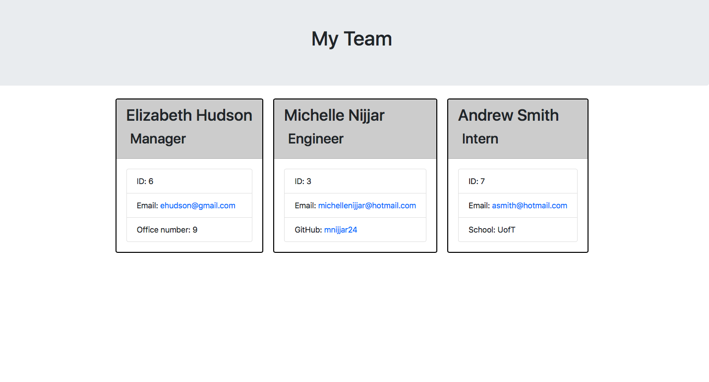 GitHub - mnijjar24/team-profile-generator: Developed to help managers ...