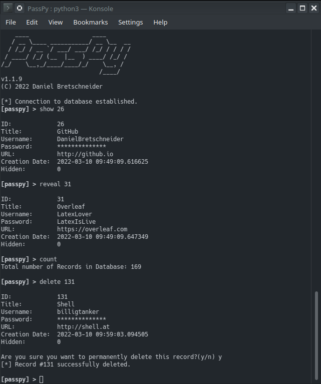 GitHub - DanielBretschneider/PassPy: Simple Password Manager written in Python for Linux PCs.