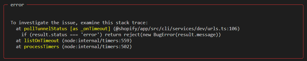 [Bug]: Ngrok "Failed to start the tunnel" · Issue #1217 · Shopify/cli · GitHub