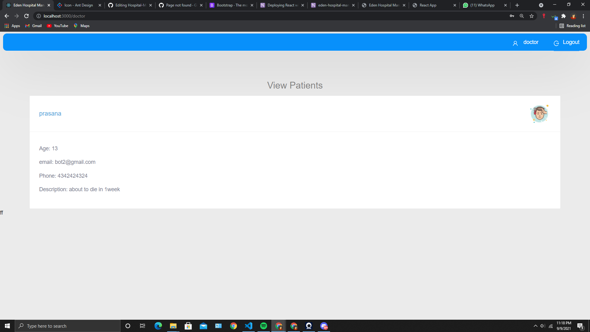 Github Turwash Hospitalmanagementsystem Hospital Management System Using Reactjs