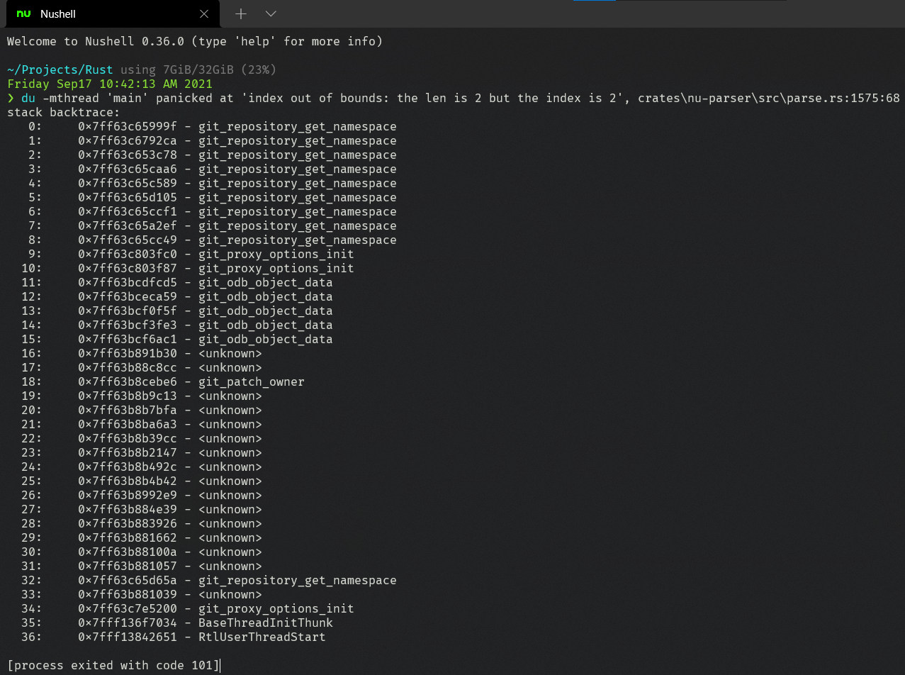 Panic while typing `du -ma` · Issue #4024 · nushell/nushell · GitHub