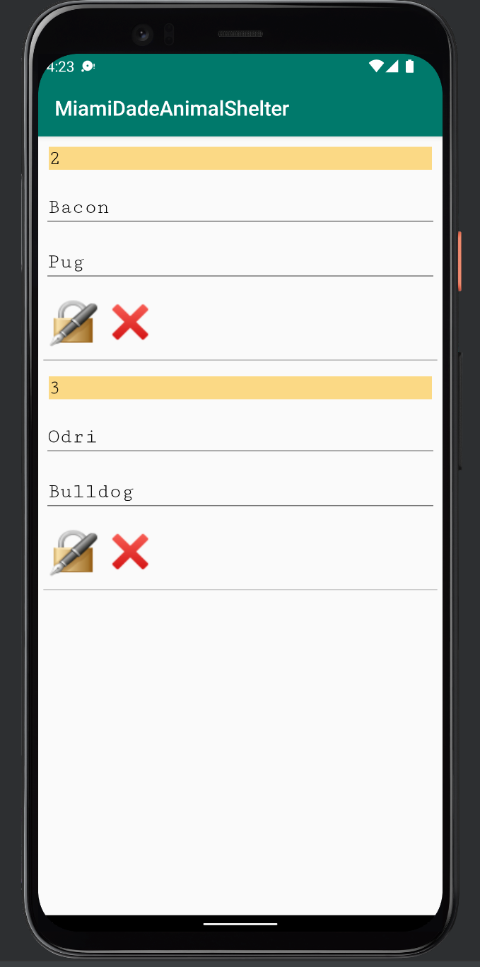GitHub - agellena/Miami-Dade-County-Pet-Adoption: Android, RecyclerView, Adapter, SQL, CRUD
