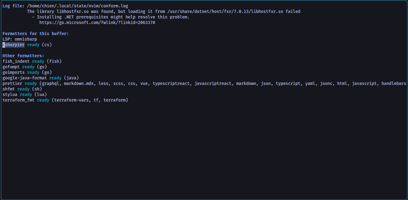 bug: formatting in C# files do not work · Issue #2016 · LazyVim/LazyVim · GitHub