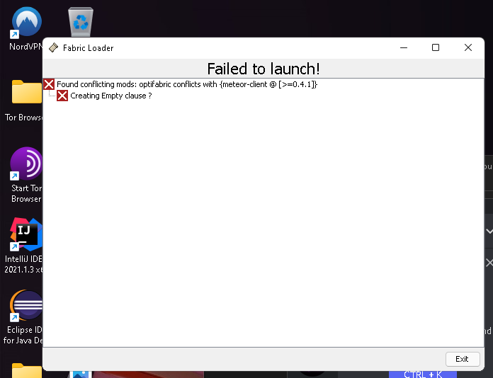 Dont working with OptiFabric.[BUG] · Issue #1306 · MeteorDevelopment ...