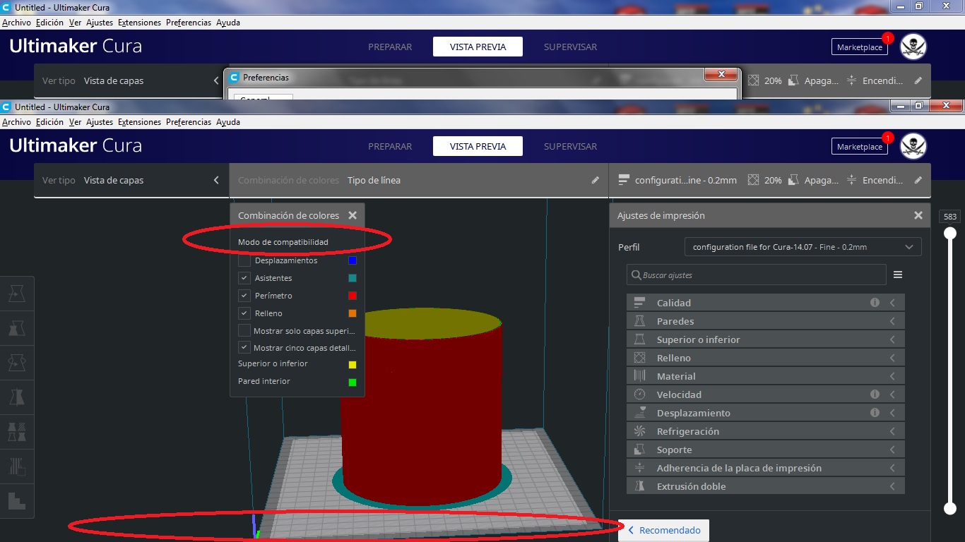 Cura does not let me see the "layer thickness" option or the "simulation" after laminating ...
