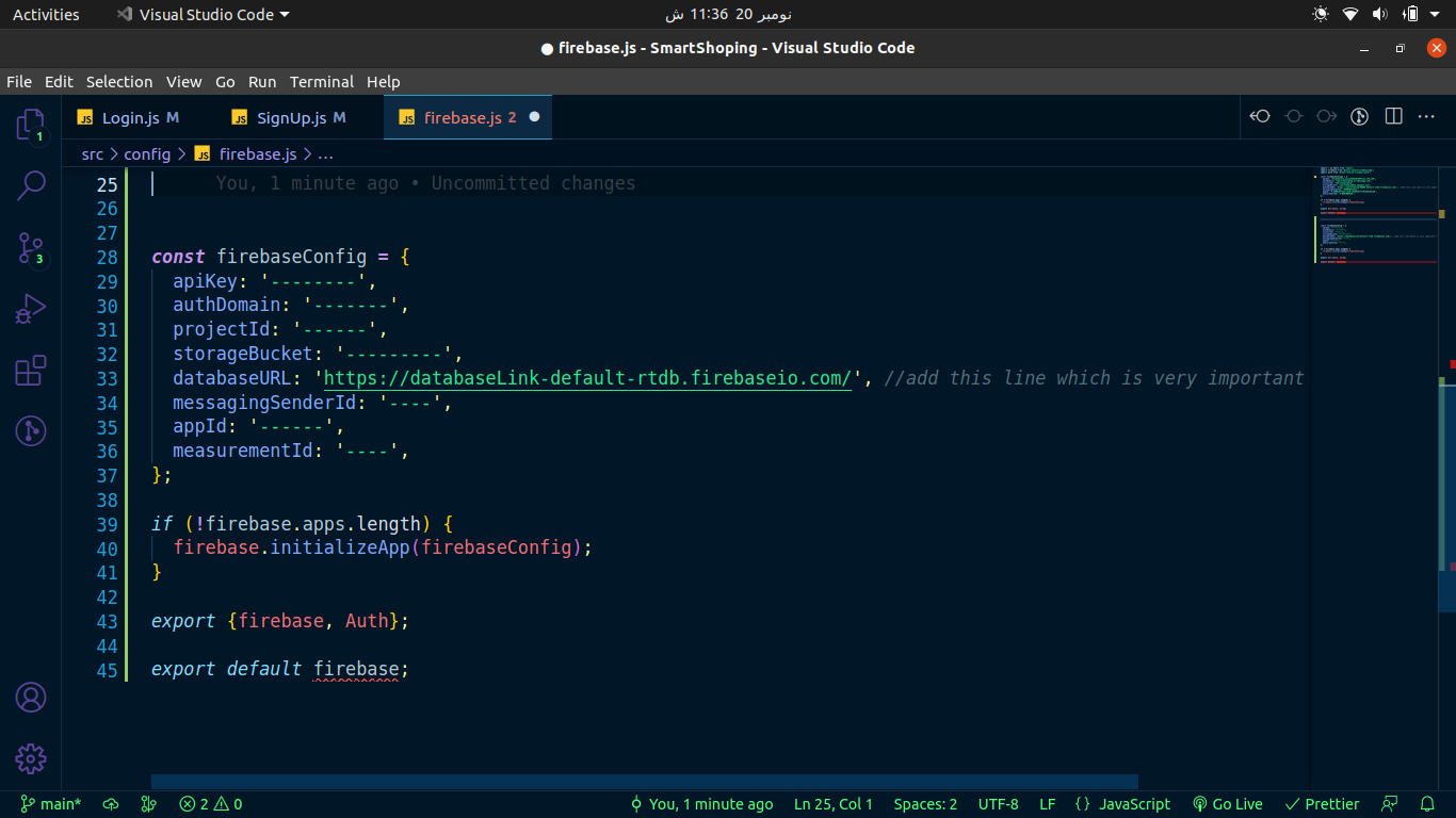 Failed to initialize app. FirebaseOptions missing or invalid 'databaseURL' property. · Issue ...