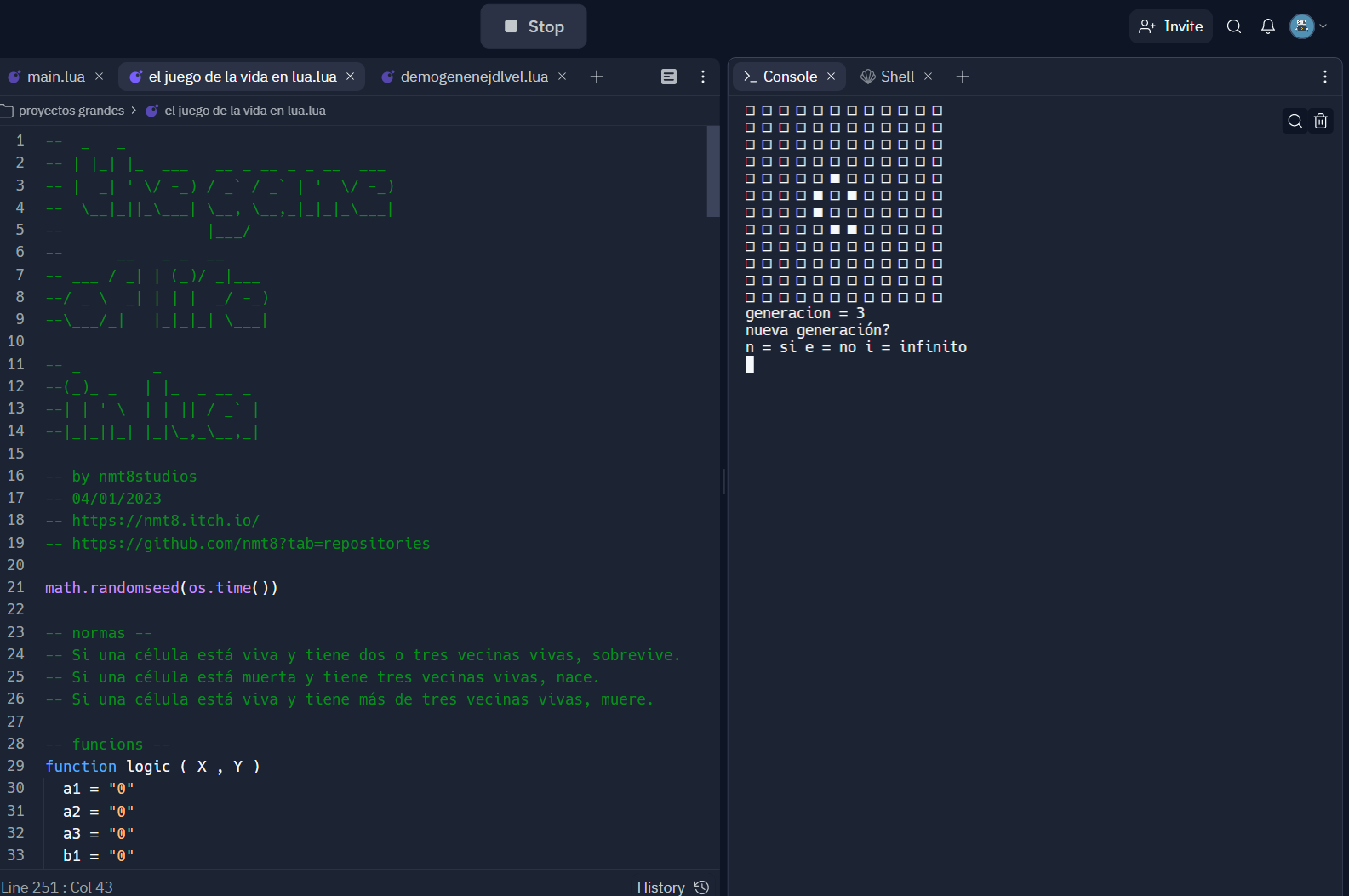 Github The Martina The Game Of Life In Lua This Project Transfers Conway S Game Of Life To