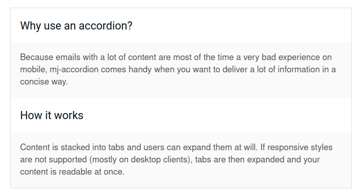 The mj-accordion body components is displayed always expanded when sent by mandrillapp and ...