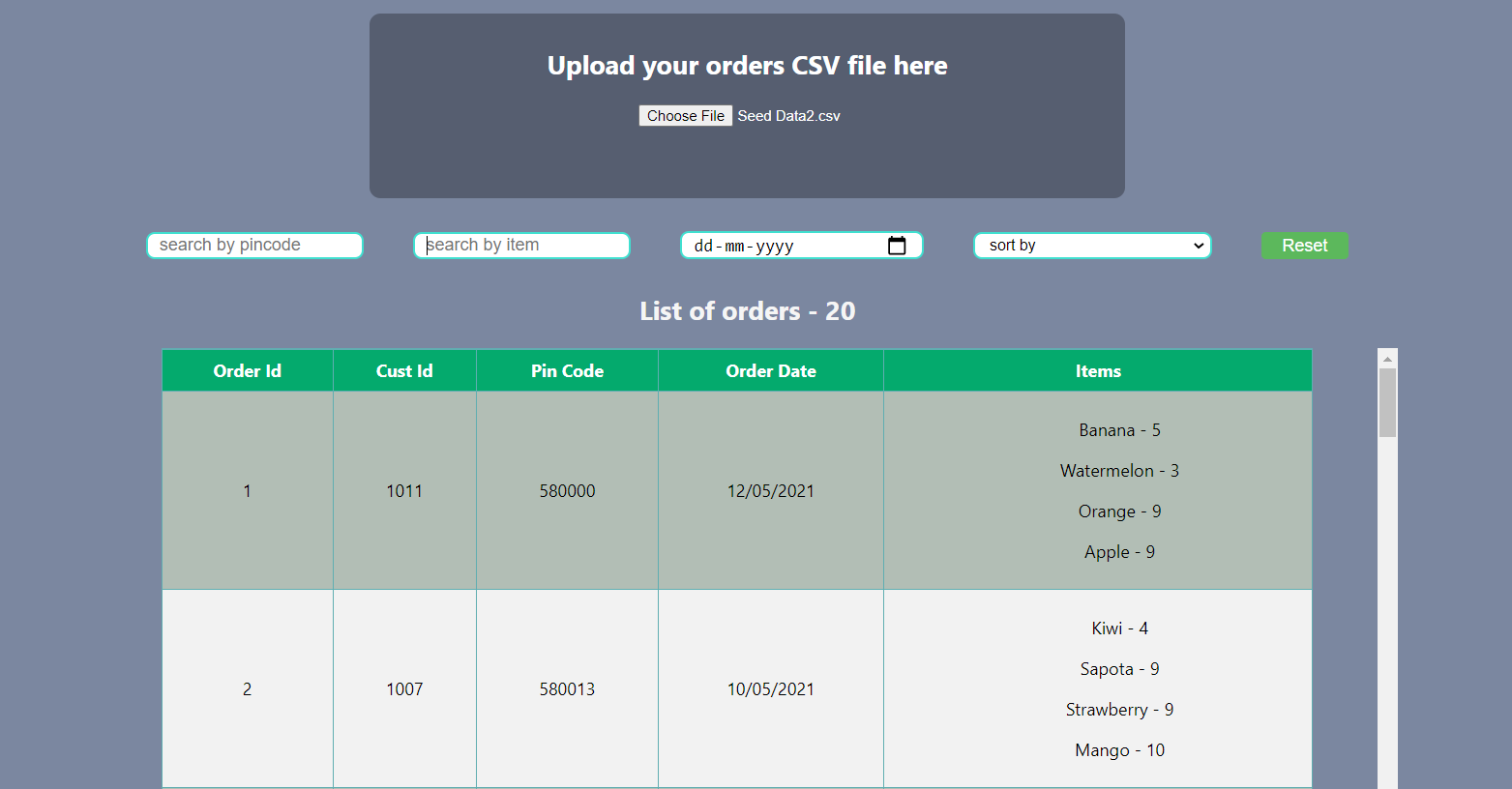 GitHub - yaswanthkumar68/order-dashboard: List all the orders from csv file