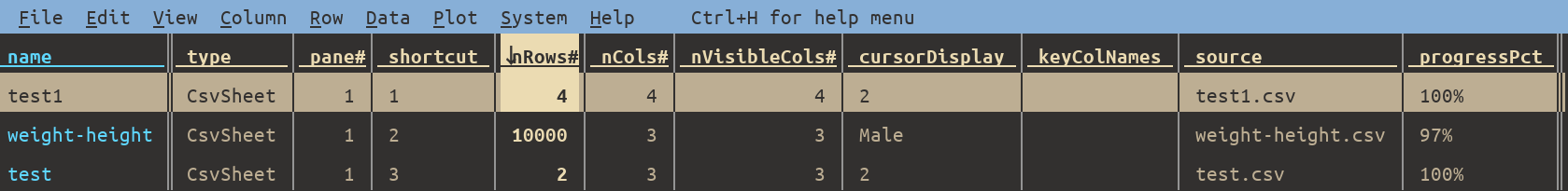 First row in the All Sheets Sheet is not sorted. · Issue #1620 · saulpw/visidata · GitHub