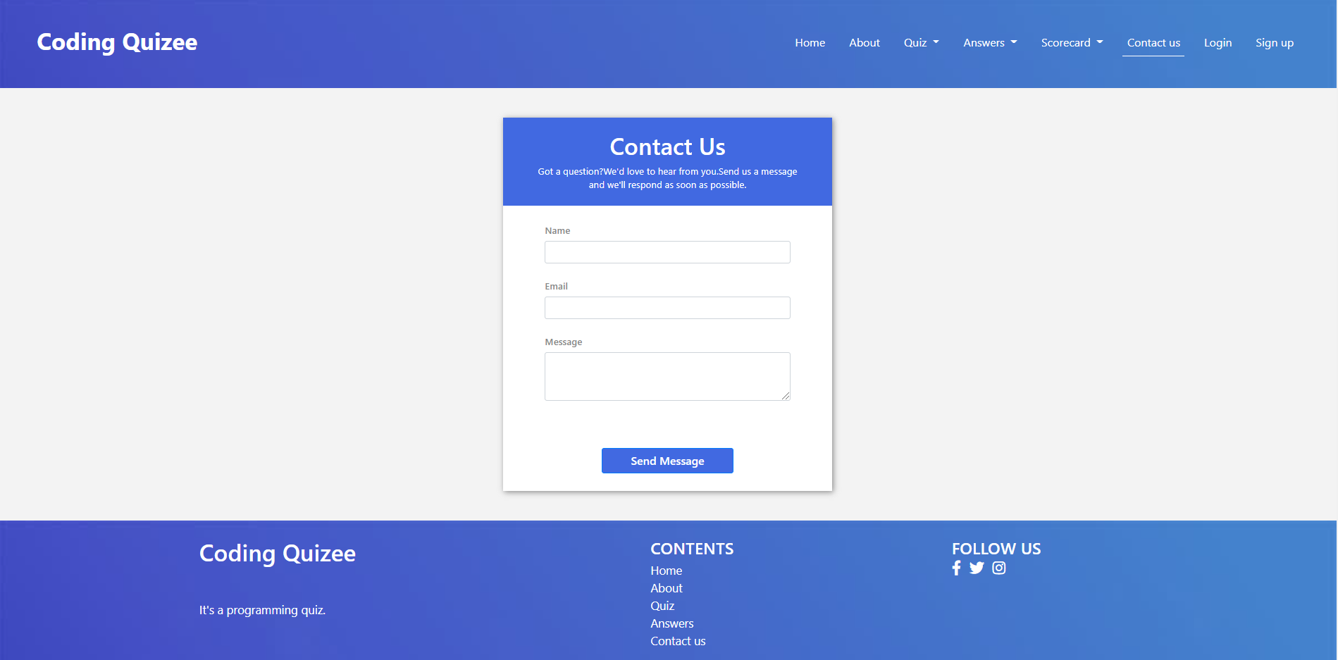GitHub - DarshanPoralu/Coding-Quizee: It's a quiz website based on ...