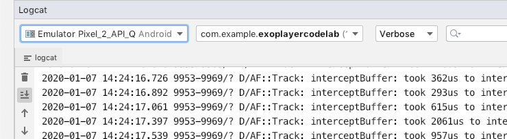 com.example.exoplayer process not listed in logcat when running in emulator · Issue #46 ...