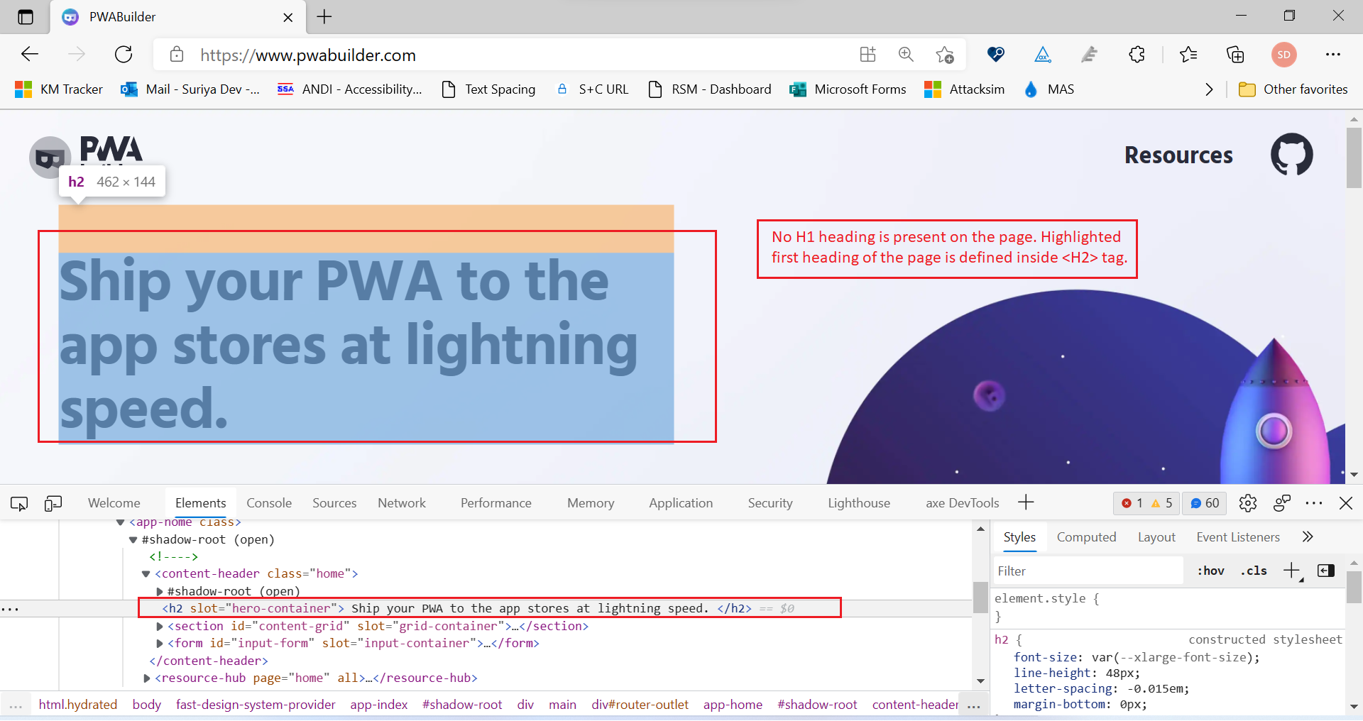 [PWA Builder-Home]: H1 heading is not defined on the page. · Issue #2913 · pwa-builder ...