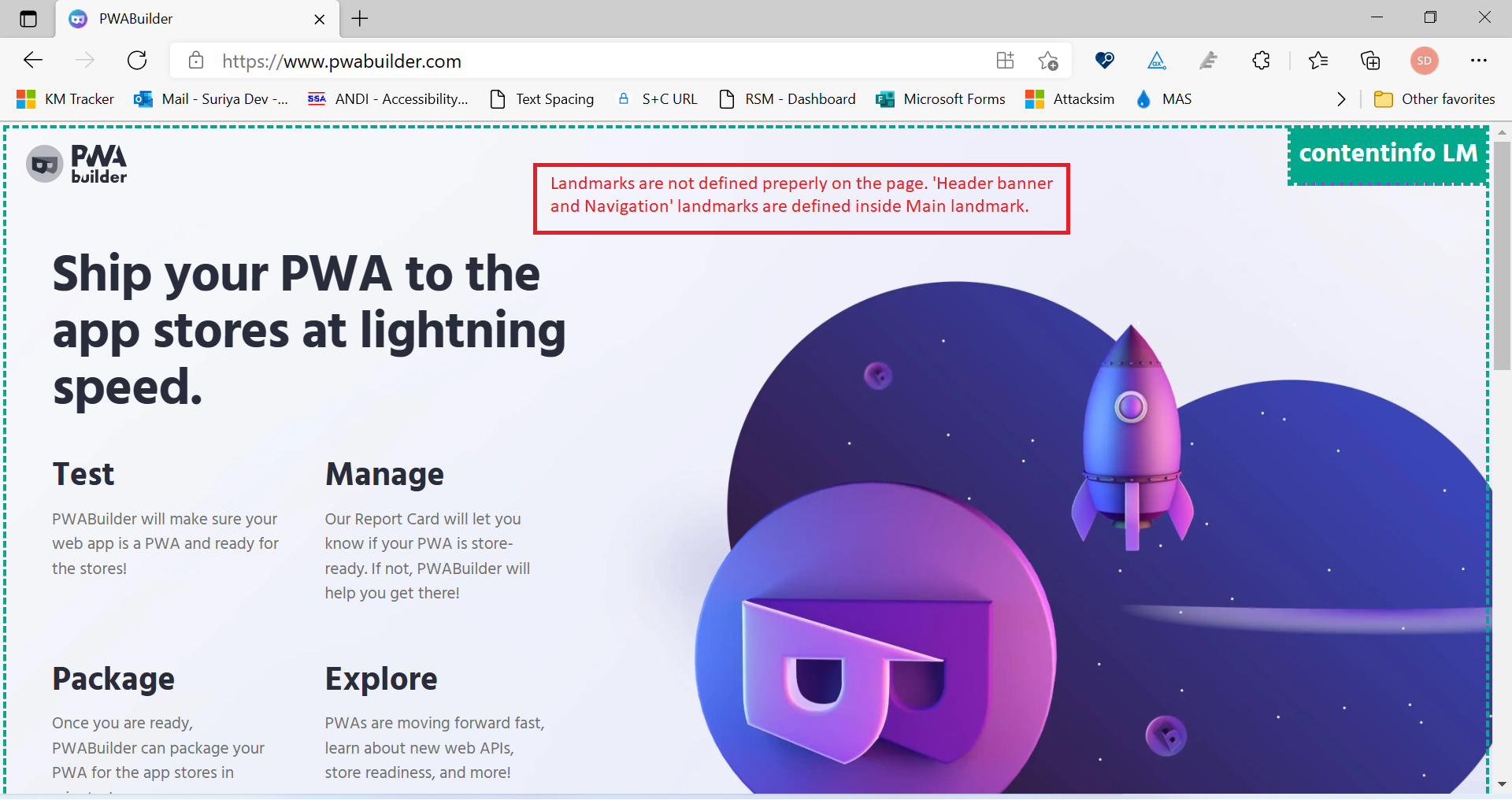 [PWA Builder-Home]: Landmark is not defined properly on MS forms page. · Issue #2914 · pwa ...