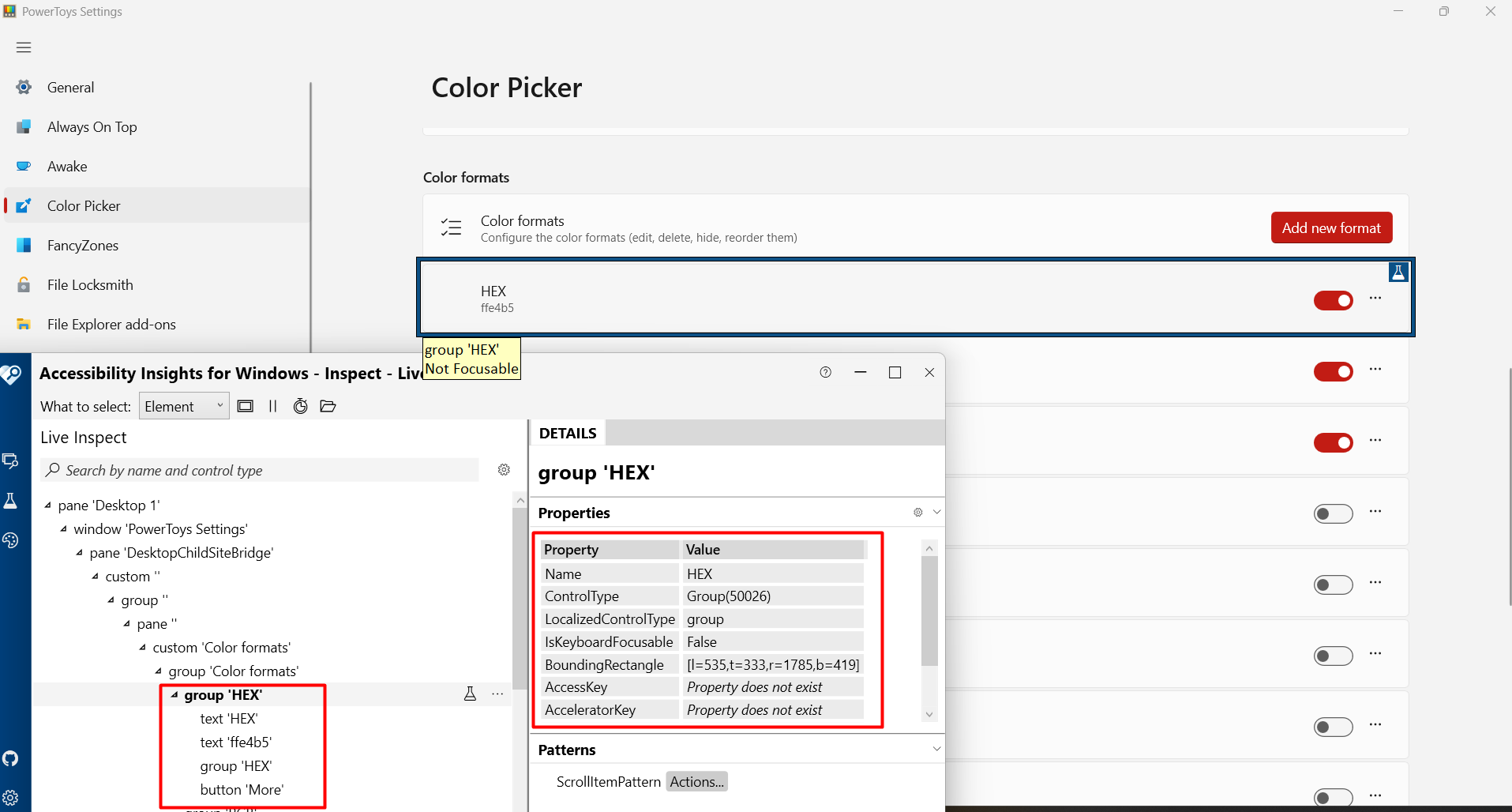 {Freeway-bug}[PowerToys - Color Picker]: Incorrect focus order observed for navigating using ...