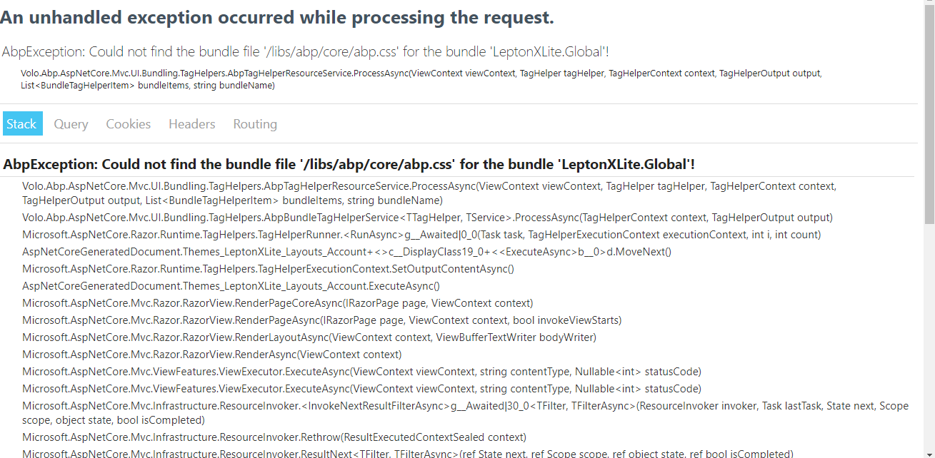 Abpexception Could Not Find The Bundle File Libs Abp Core Abp Css For The Bundle